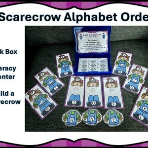 Build a Scarecrow Find Missing Letter Fall Task Box Literacy Activity ...