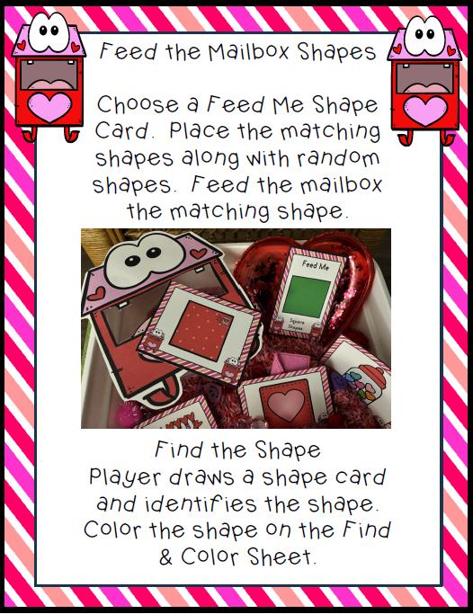 Valentine Feed Me Mailbox, Counting, Shapes, Math Center Activities ...
