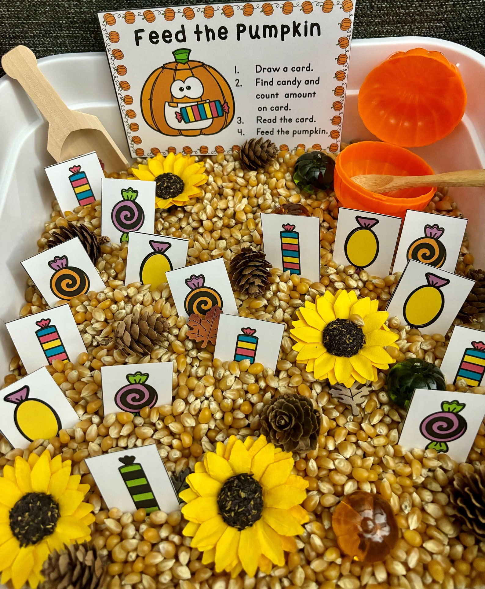 Feed the Pumpkin Task Box Center Beginning Sound & Counting up to 10 ...
