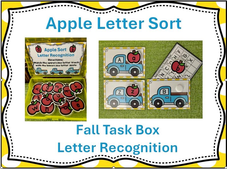 Apple Sort Alphabet ABC Recognition Center Fall Task Box Literacy ...