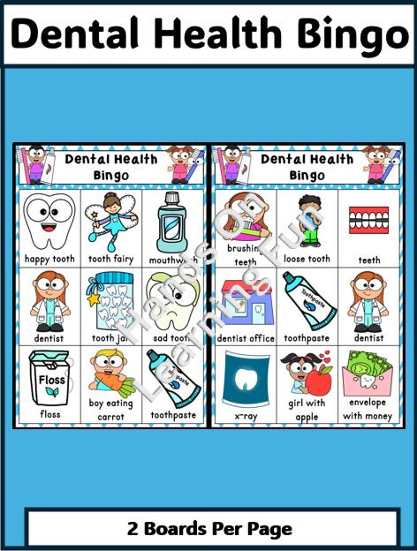 Dental Health BINGO Preschool L Teeth BINGO Activity | Dentist BINGO ...