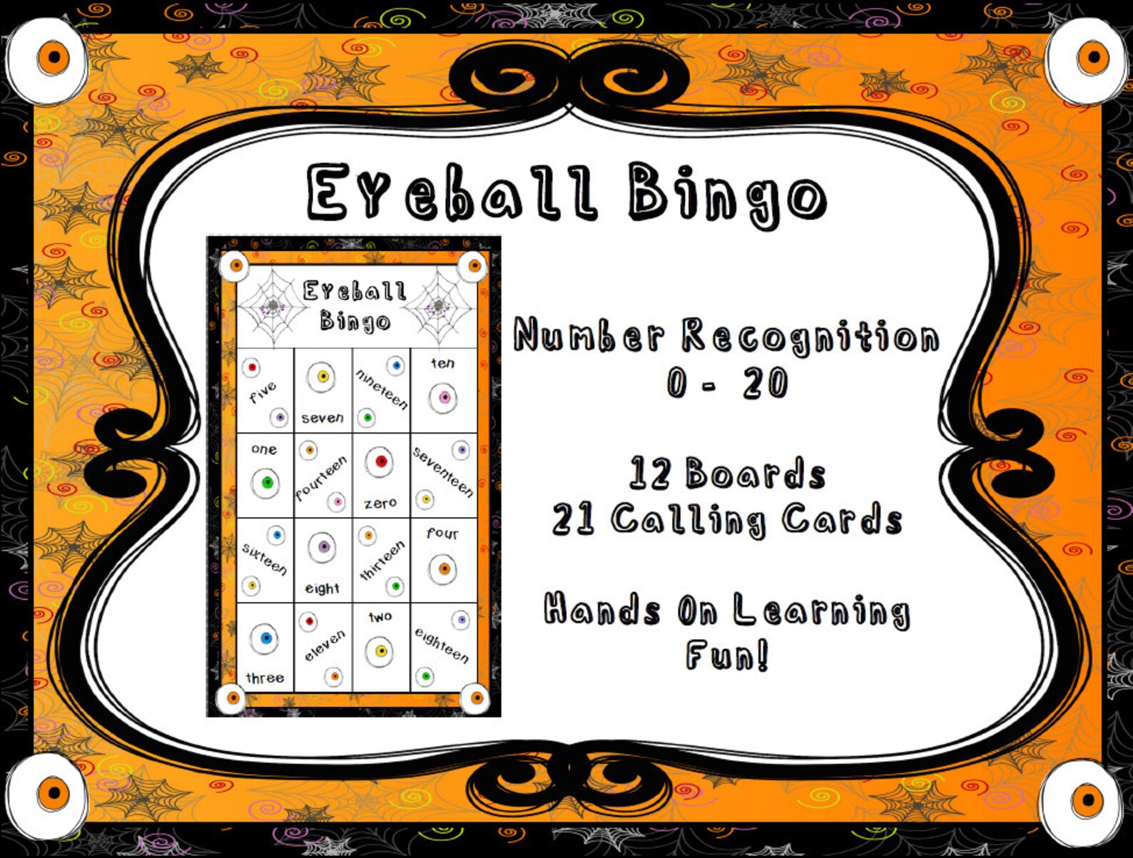 Eyeball Bingo - Counting 0-20 Math Center (printable PDF) - Etsy