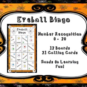 Eyeball Bingo - Counting 0-20 Math Center (printable PDF) - Etsy
