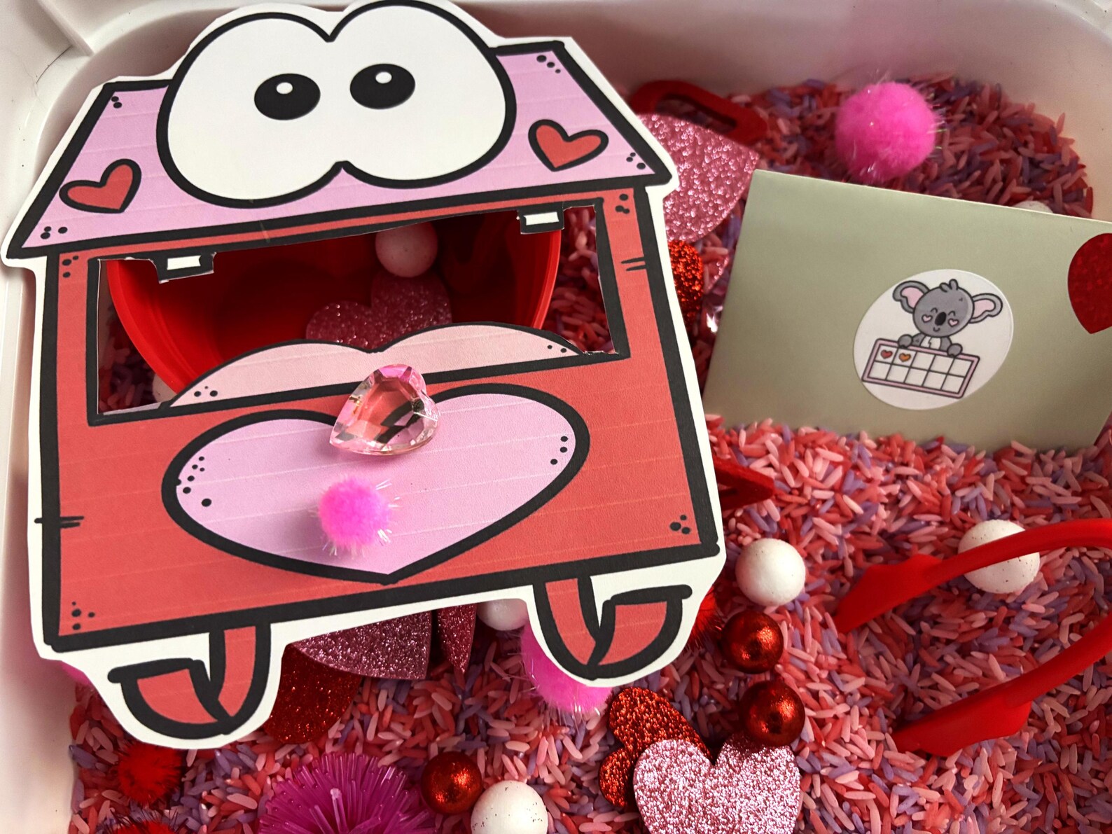 Valentine Feed Me Mailbox Sensory Bin, Math Counting, Community Helper ...