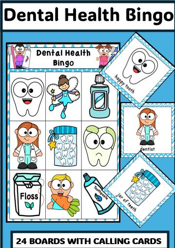 Dental Health BINGO Preschool L Teeth BINGO Activity | Dentist BINGO ...