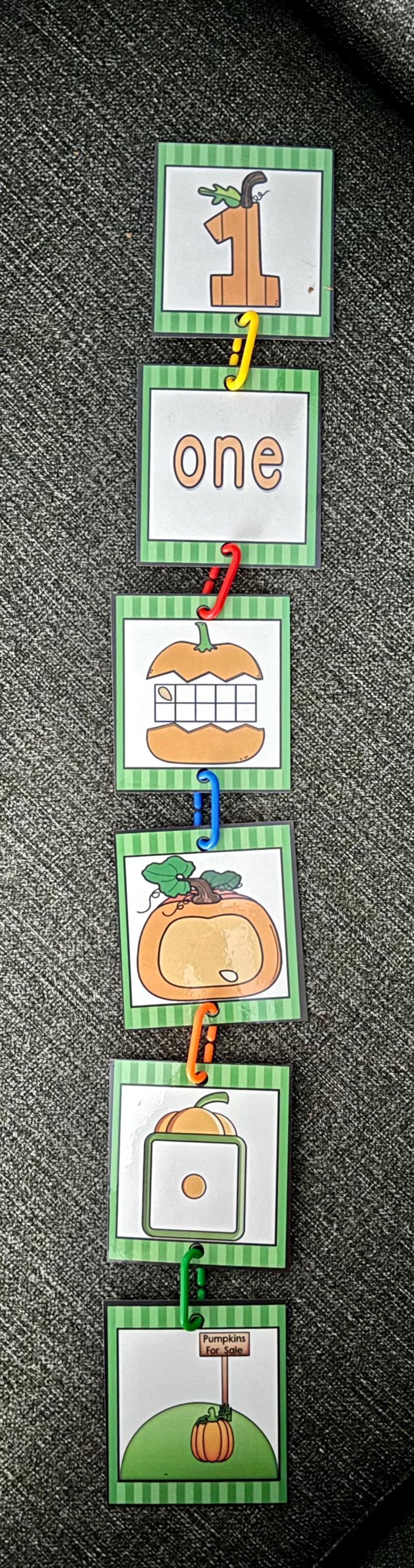 Pumpkin Link Counting Fall Task Box Number Math Center Activity ...