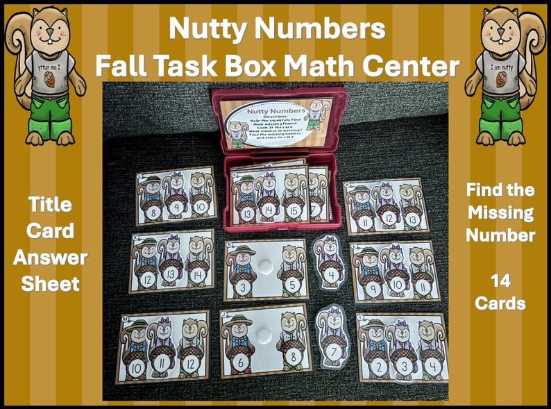 Kids Fall Nutty Missing Numbers 1 - 15 Ordertask Box Activity ...