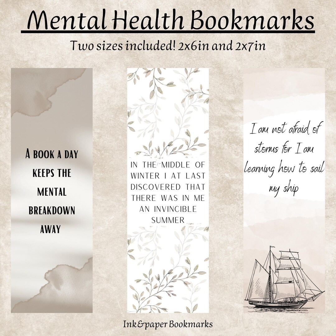 Mental Health Bookmarks, Printable Bookmarks, Printable Bookmark ...
