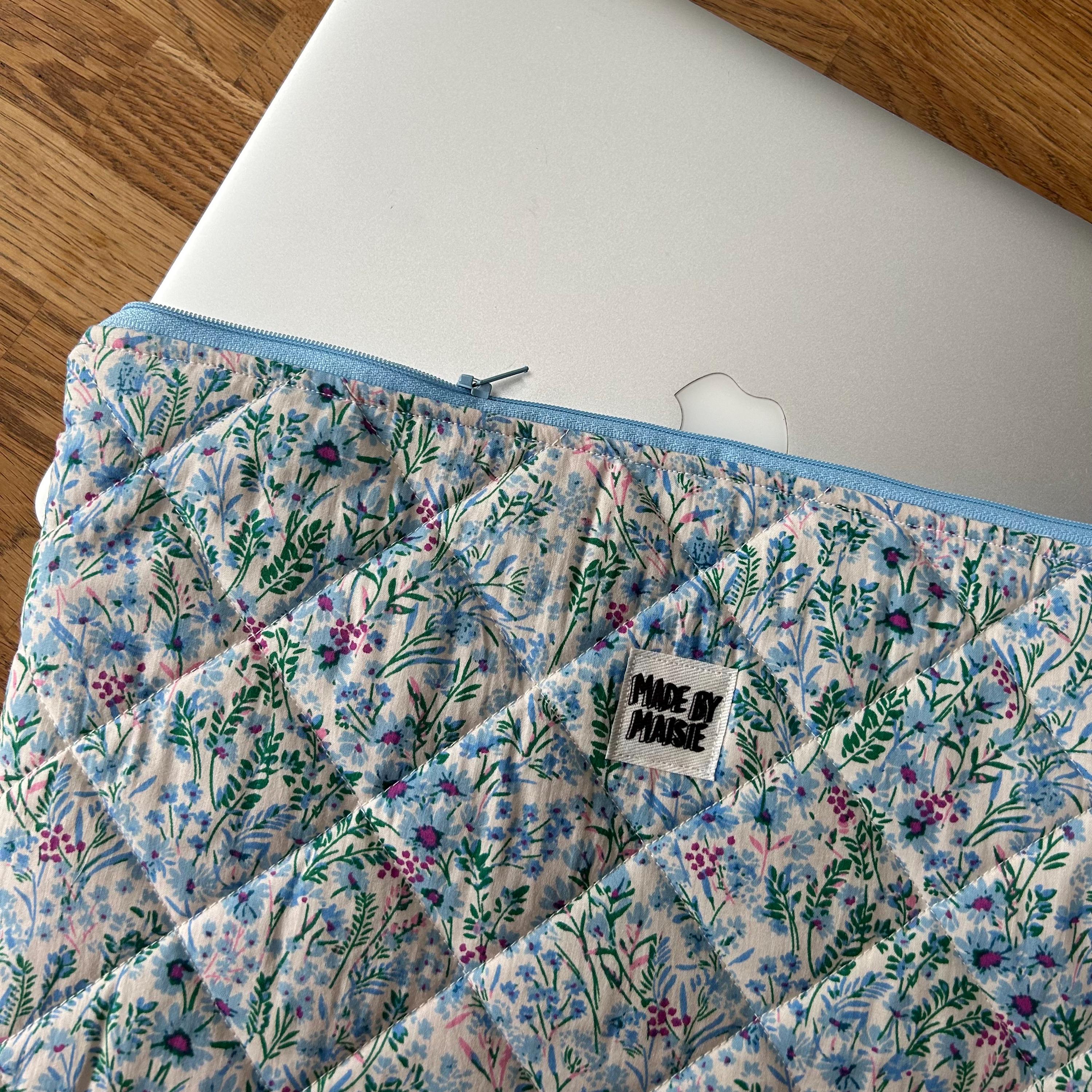 Handmade Quilted Laptop/ipad Tablet Case, Blue Liberty-like Floral ...