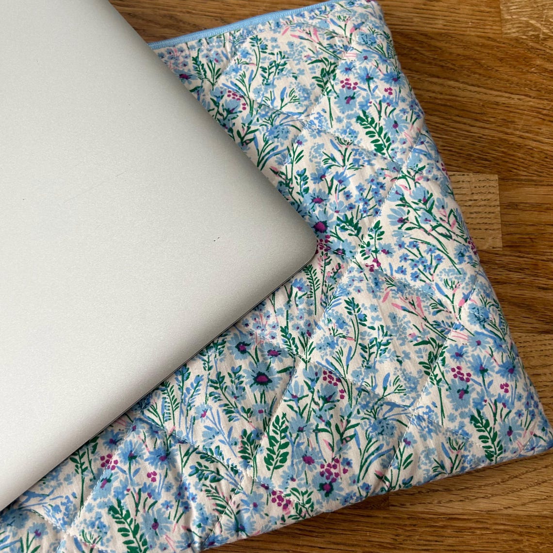 Handmade Quilted Laptop/ipad Tablet Case, Blue Liberty-like Floral ...