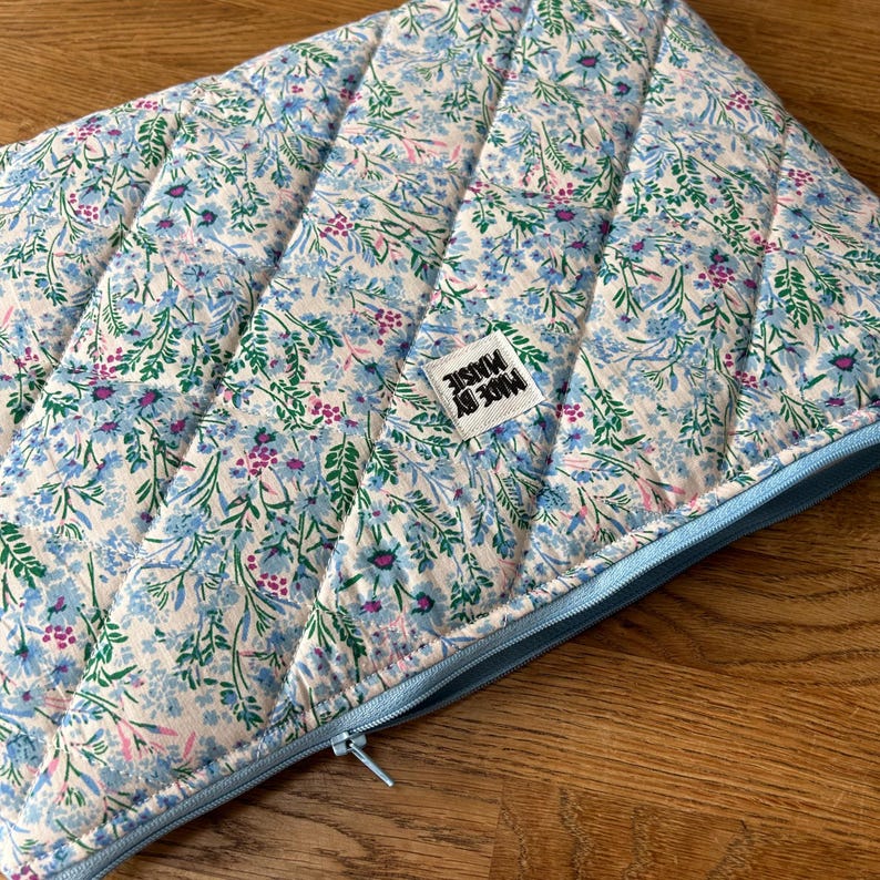 Handmade Quilted Laptop/ipad Tablet Case, Blue Liberty-like Floral ...
