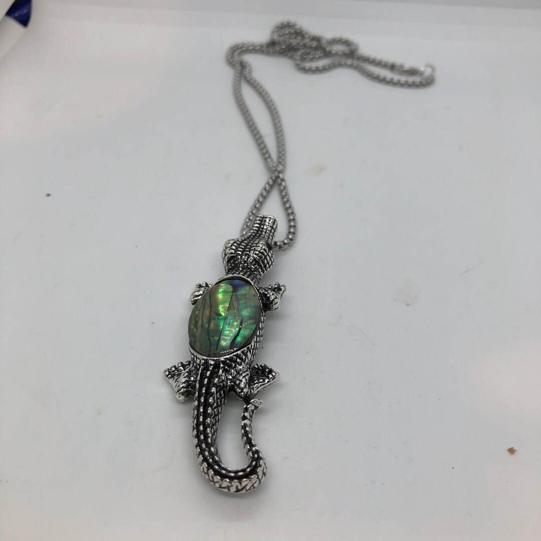 Gator Pendant on Stainless Steel Chain. (22”). Beautiful Glow From the ...