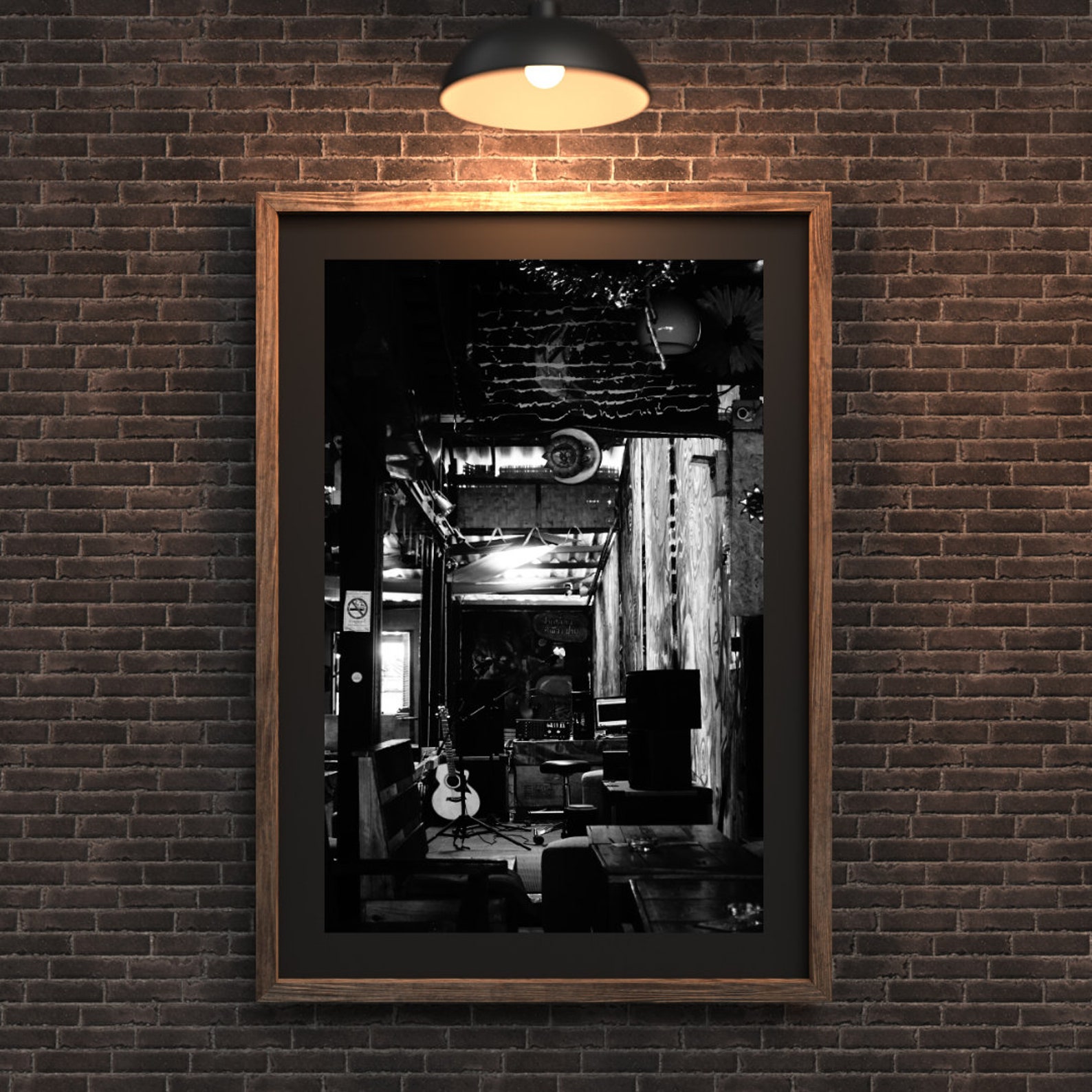 Nightfall in Pai Black and White Photo Inside a Bar in Pai, Thailand ...