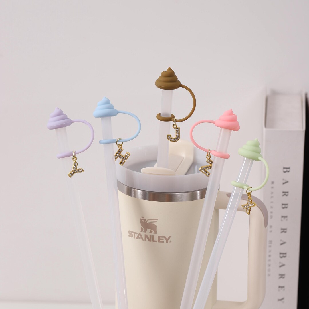 Colorful Stool Straw Topper With Custom Words Reusable Silicone Straw ...