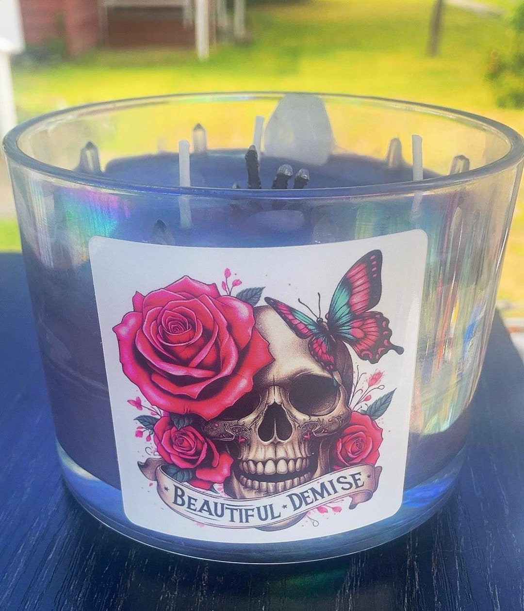 Night at the Graveyard Candle With Clear Quartz Crystals - Etsy