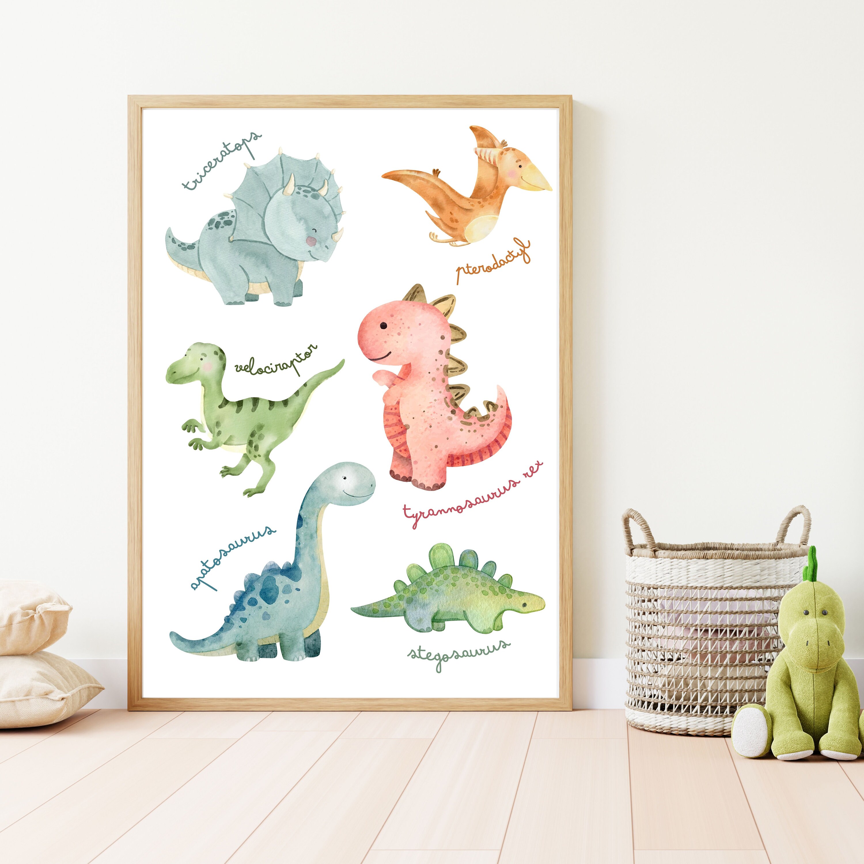 Dinosaurs Print, Watercolor Dinosaur Print, Nursery Wall Decor ...