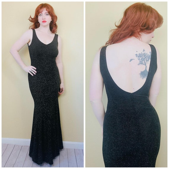 1990s Vintage Hollywood Nites Bombshell Sparkle Dress… - Gem
