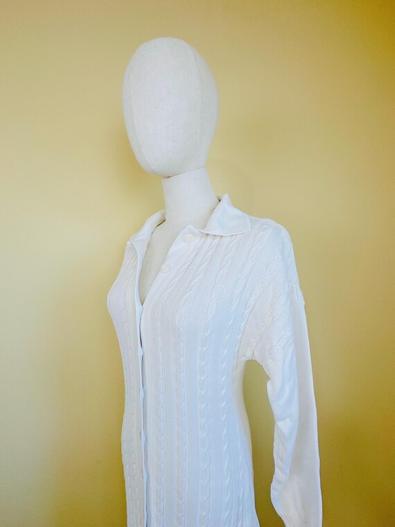 1990s Vintage Karen Alexander Cream Cotton Maxi Dress… - Gem