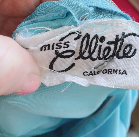 1970s Vintage Miss Elliette Baby Blue Cotton Dress Se… - Gem