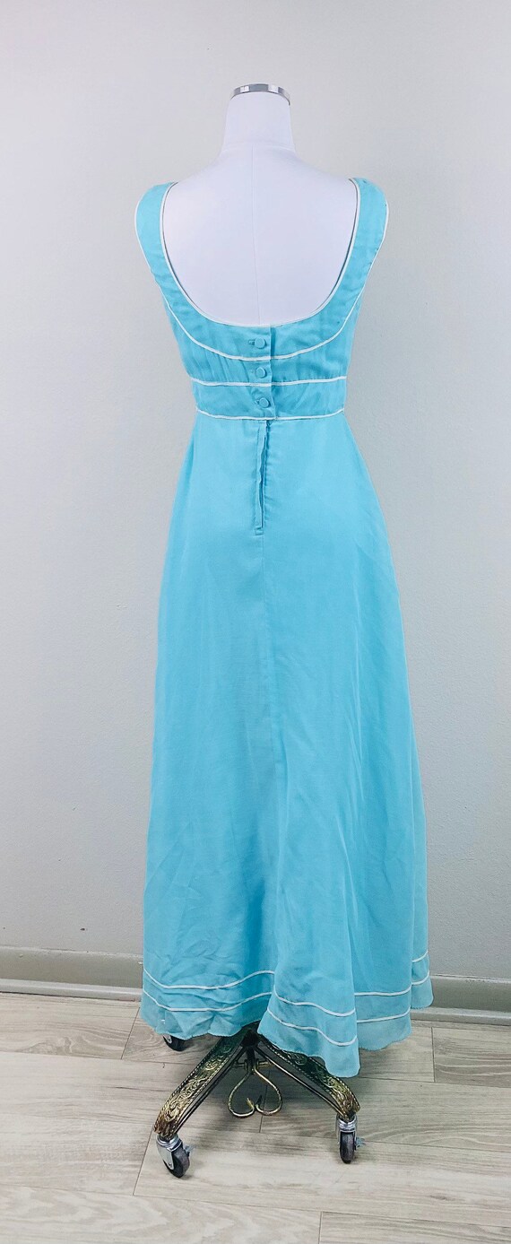 1970s Vintage Miss Elliette Baby Blue Cotton Dress Se… - Gem