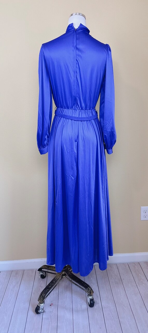 1980s Vintage Mike Benet Deep Blue Polyester Evening … - Gem
