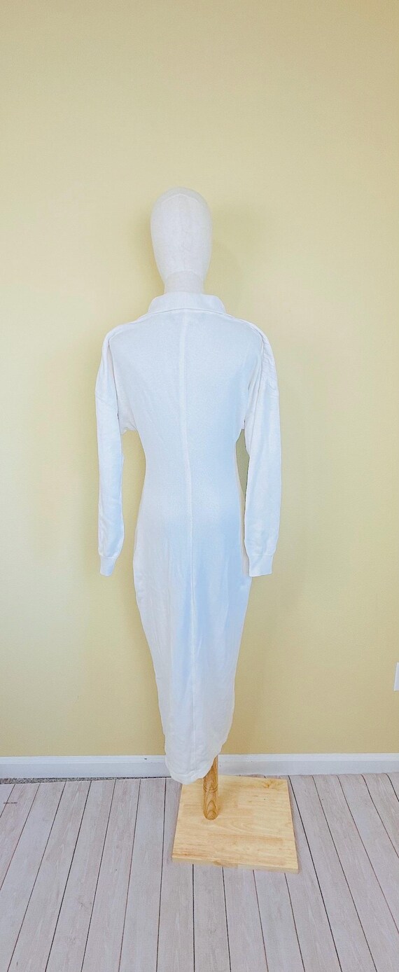 1990s Vintage Karen Alexander Cream Cotton Maxi Dress… - Gem