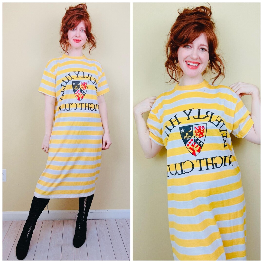 1980s Vintage Beverly Hills Night Club Striped Knit Dress / 80s Novelty ...