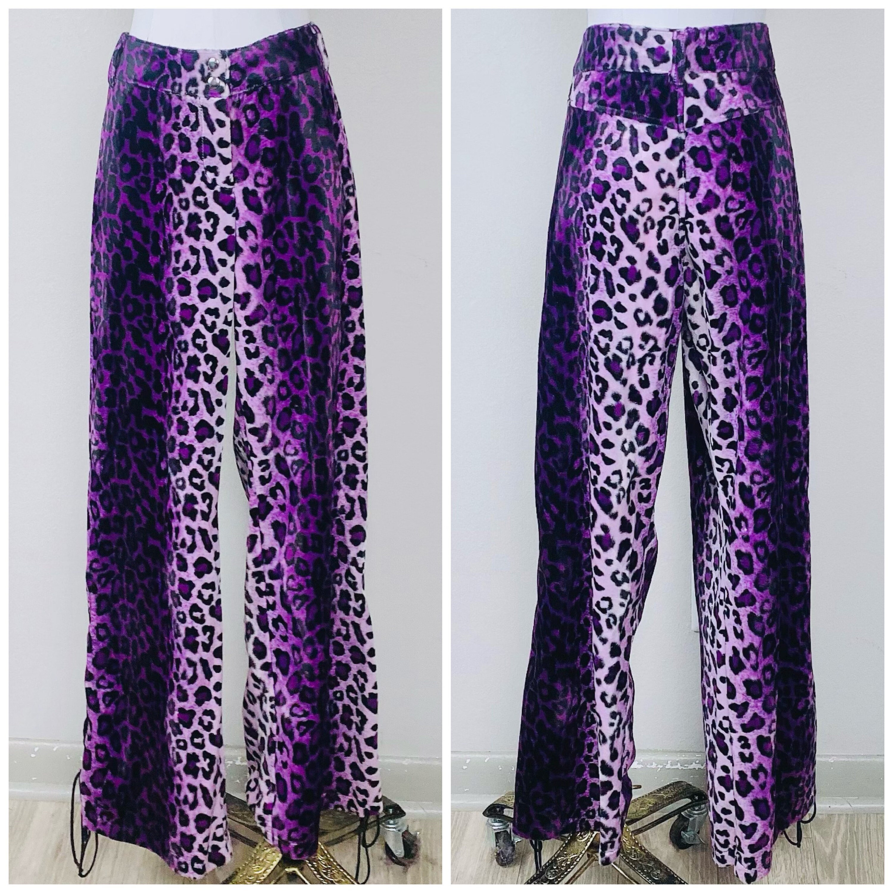 Y2K Lip Service Lace up Purple Leopard Pants / Vintage Low Y2K Lip Service Lace up Purple Leopard Pants / Vintage Low