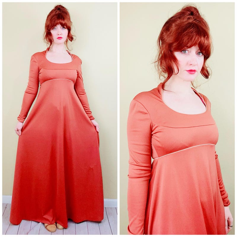 70s Long Knit Xs Dress - Etsy