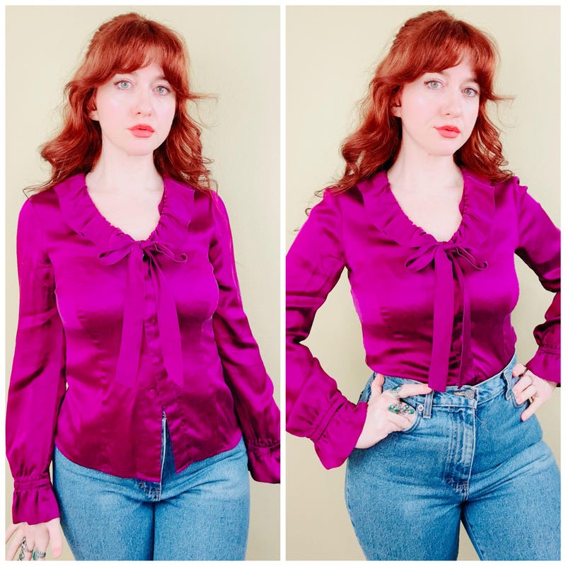 Magenta Ruffle Blouse - Etsy