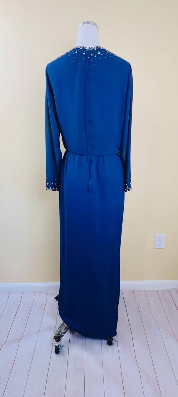1960s Vintage Volup Victoria LTD Navy Blue Chiffon Dr… - Gem