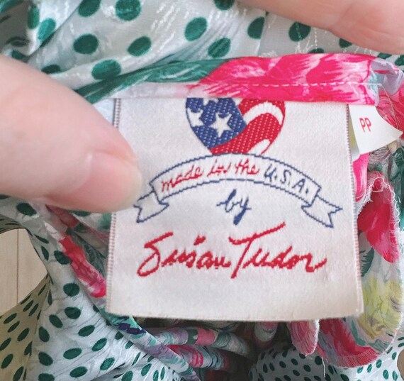 1980s Vintage Susan Tudor Pink Floral Dress / 80s Pol… - Gem