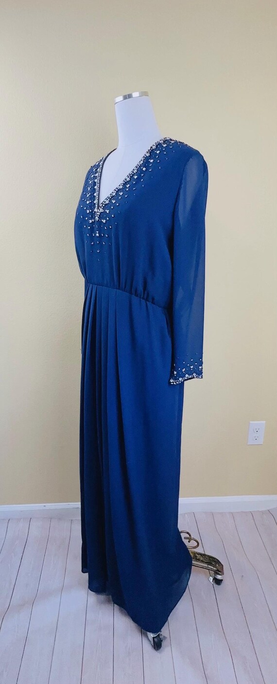 1960s Vintage Volup Victoria LTD Navy Blue Chiffon Dr… - Gem
