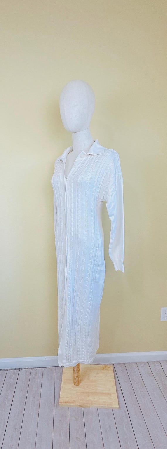 1990s Vintage Karen Alexander Cream Cotton Maxi Dress… - Gem