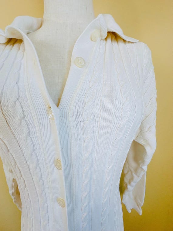 1990s Vintage Karen Alexander Cream Cotton Maxi Dress… - Gem