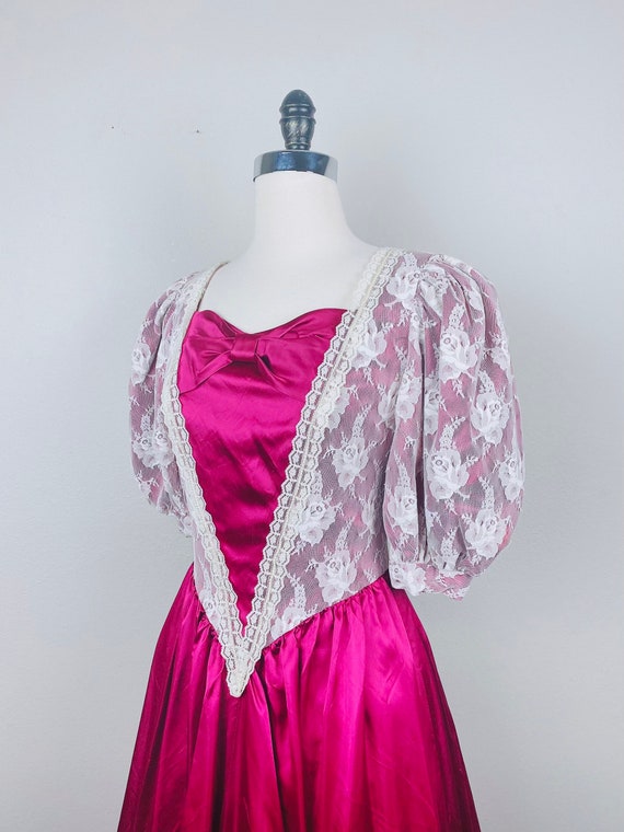 1980s Vintage Maroon Princess Cut Party Dress / 80s /… - Gem
