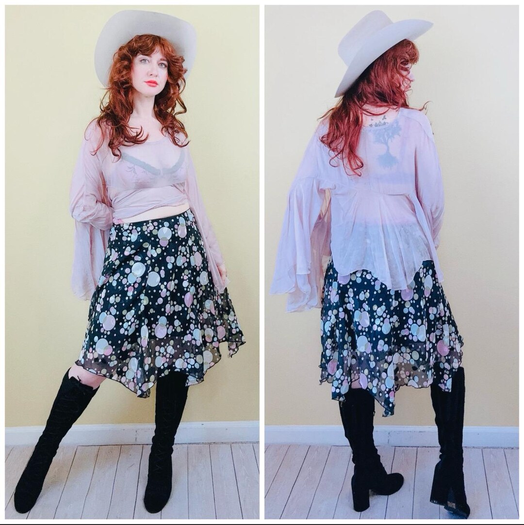 Y2K Vintage Luna Chix Pink and Blue Pastel Dot Skirt / Low Rise Black ...