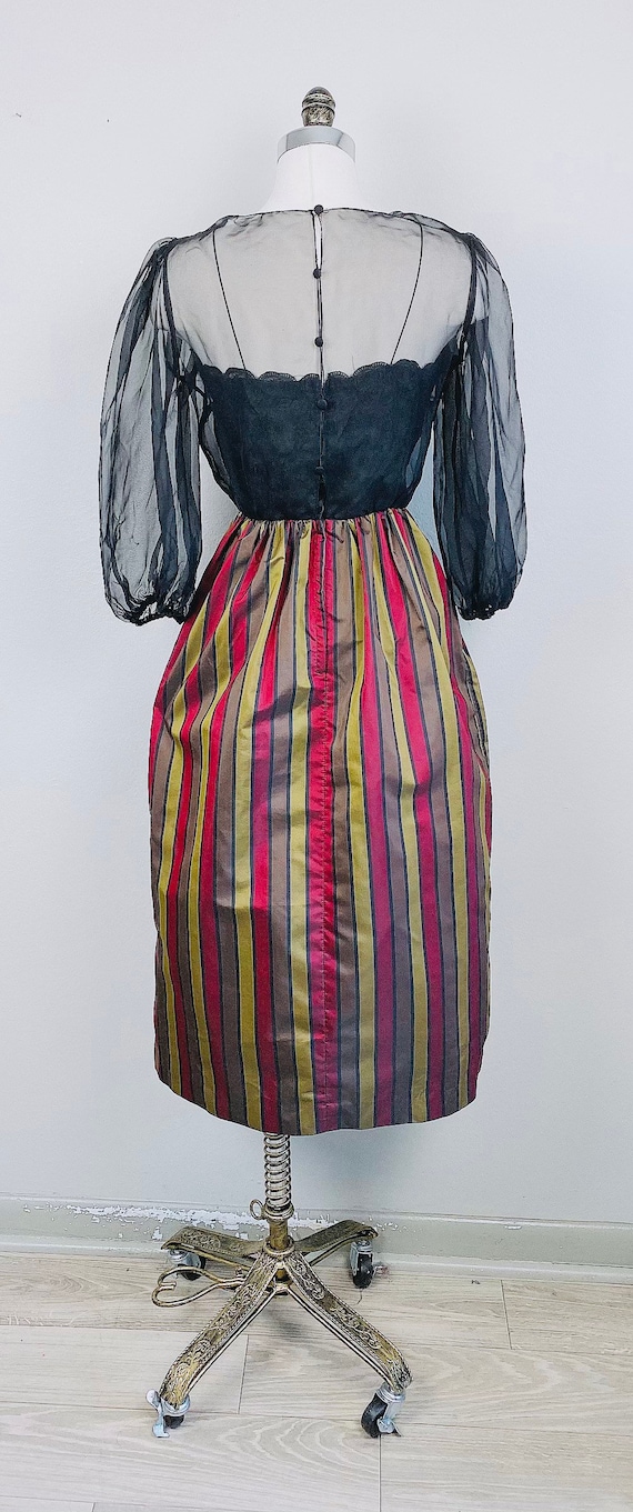 1980s Vintage Miss Elliette Black Embroidered Tank Dr… - Gem