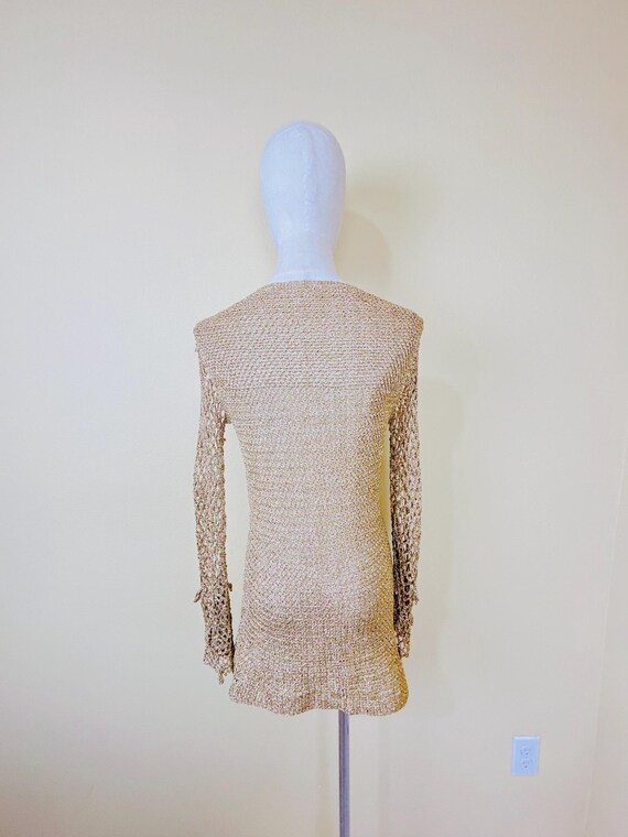 1960s Vintage Gold Lurex Crochet Micro Mini / 60s Gog… - Gem