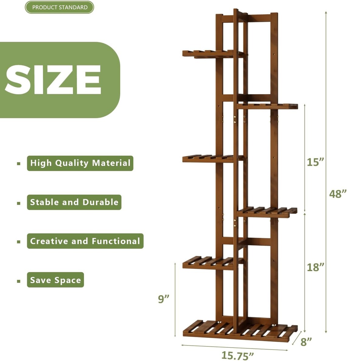 6 Tier Bamboo Plant Stand Indoor, Corner Plant Shelf for Multiple ...