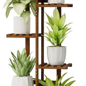 6 Tier Bamboo Plant Stand Indoor, Corner Plant Shelf for Multiple ...