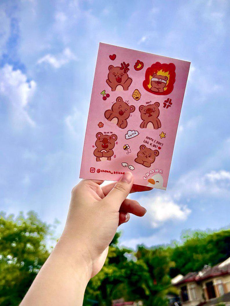 Cute Bear Relatable Sticker Sheets, Animal Stickers, Journal Stickers ...