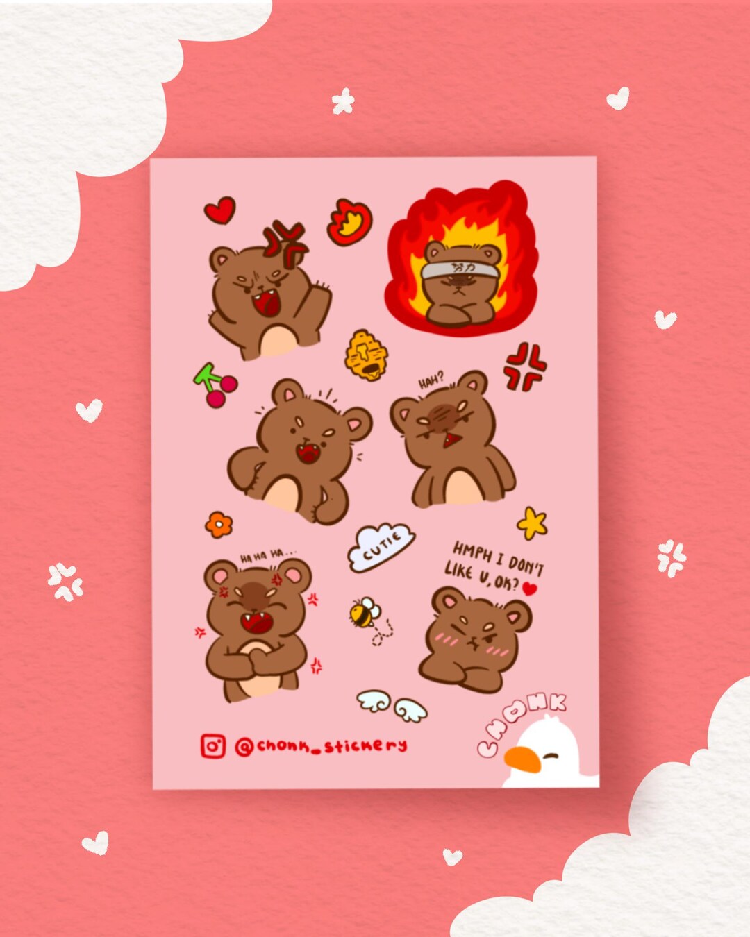 Cute Bear Relatable Sticker Sheets, Animal Stickers, Journal Stickers ...
