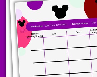 WDW Dining Budget Spreadsheet - Etsy