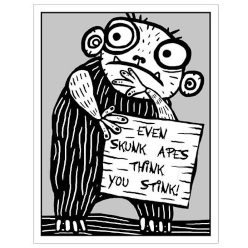 Skunk Ape Weird Humor Gingerdead Greeting Card by Calan Ree - Etsy