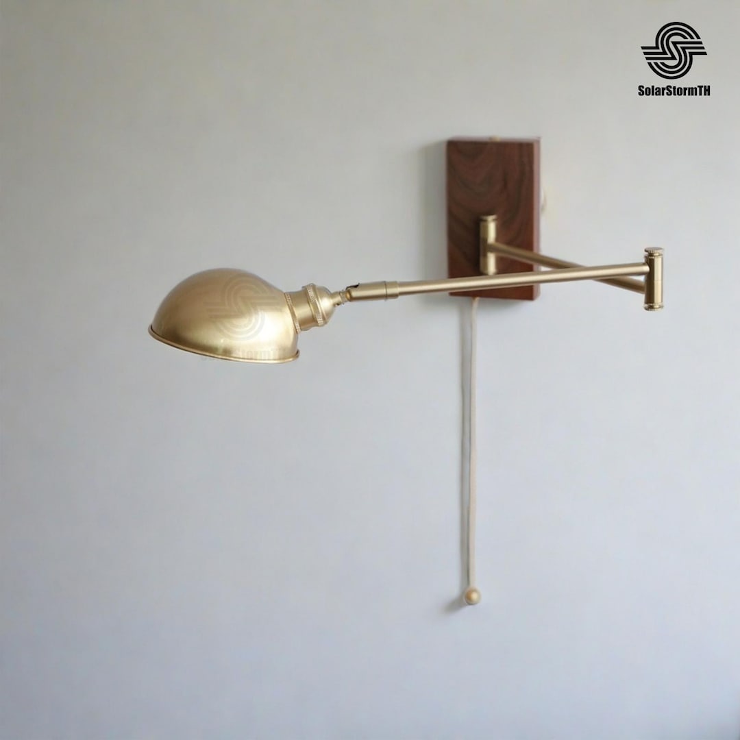 Swing Arm Adjustable Wall Light, Antique Brass,gold Industrial Bedside ...