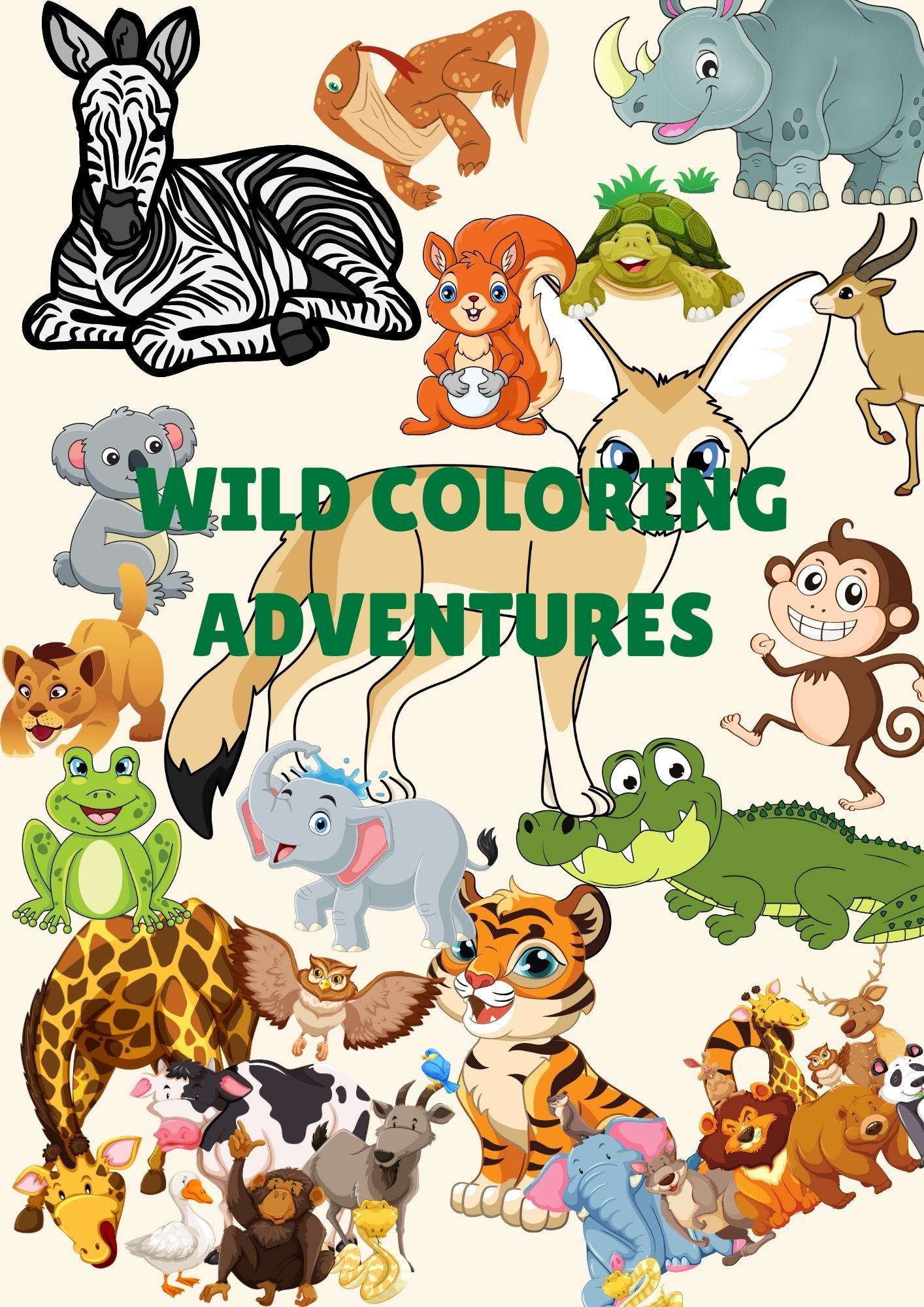 Wild Animal Colouring Pages for Kids Vol. 1, Cute Animal Colouring ...