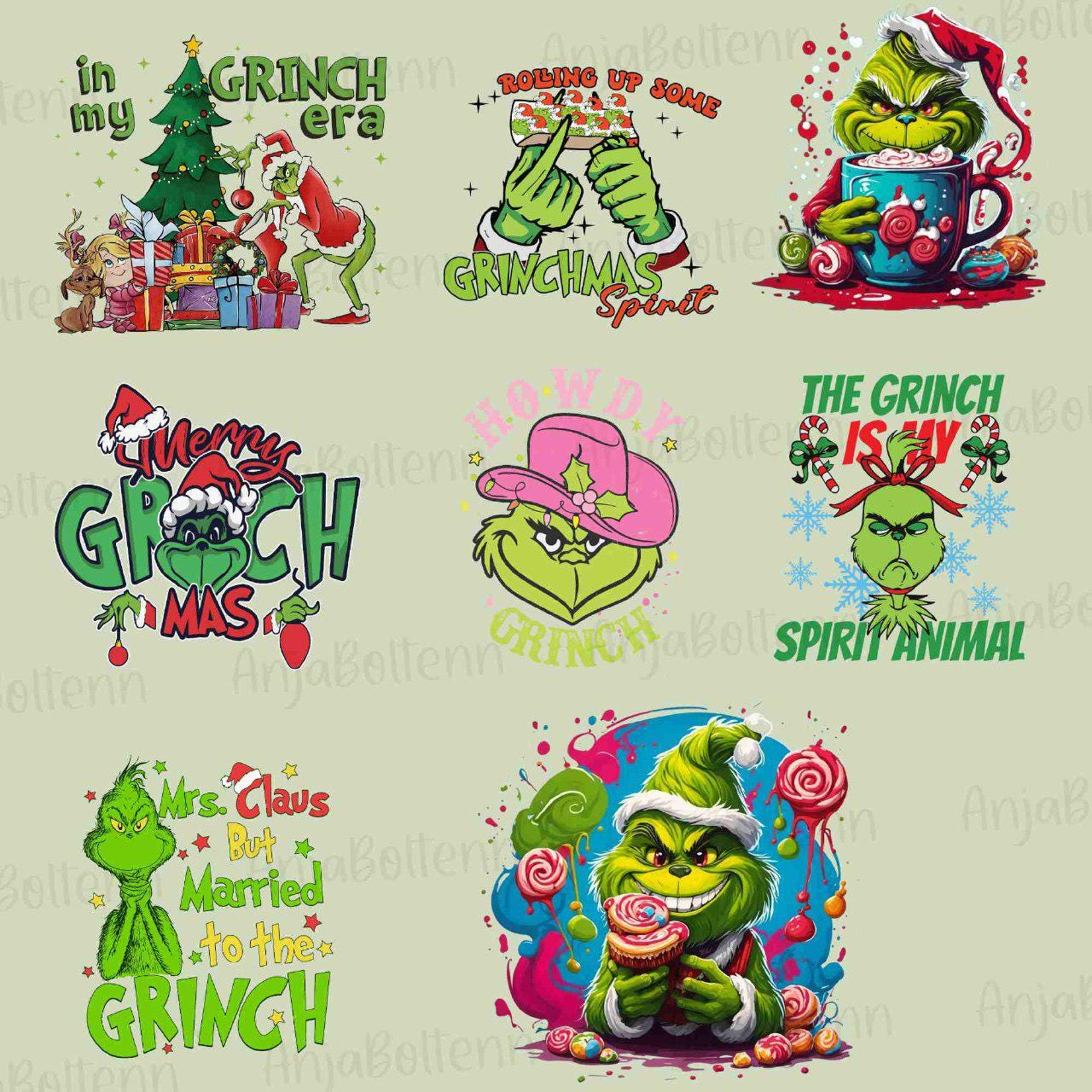 Funny Grinch Png Bundle, Cartoon Grinch Png, Cute Grinch Christmas Png ...