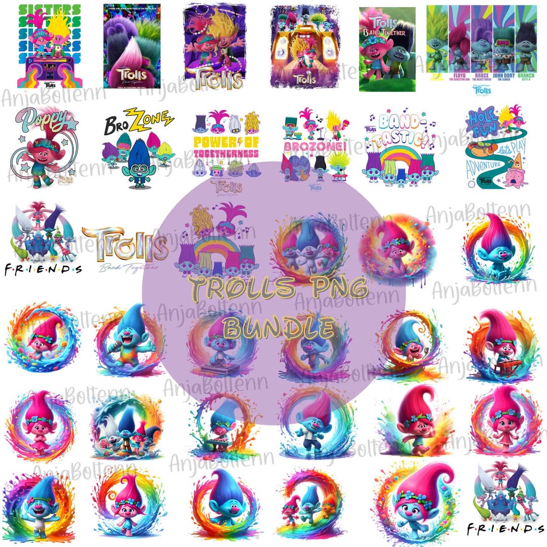 Troll Png Bundle, Trolls Power of Together Png, Trolls Band Together ...