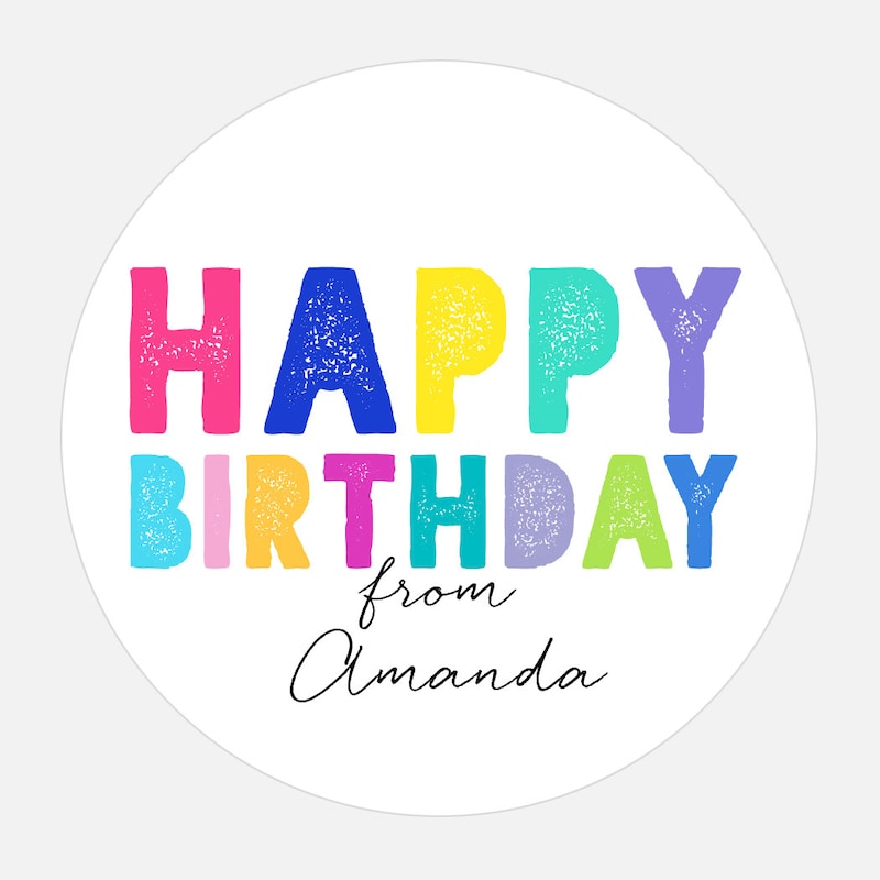 Happy Birthday Name Sticker - Etsy